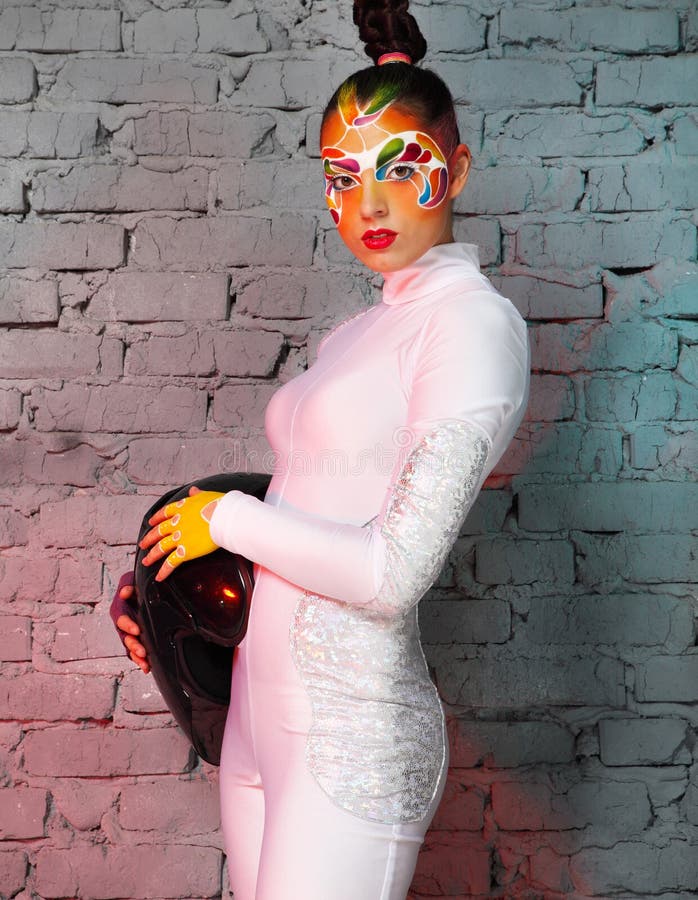 Model with Bright Creative Make Up Stock Photo - Image of body, color ...