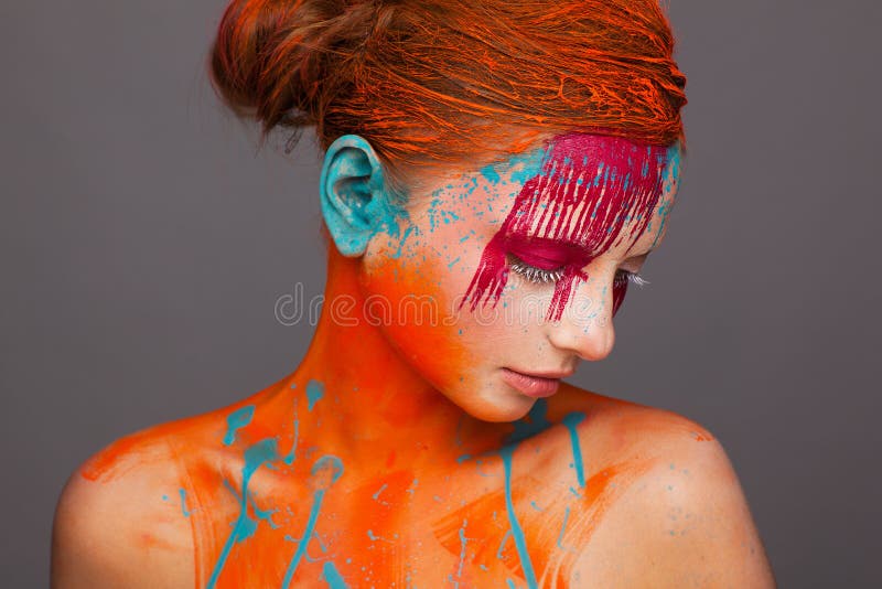 Portrait of a Model in an Expressive Creative Style Using an Unusual ...
