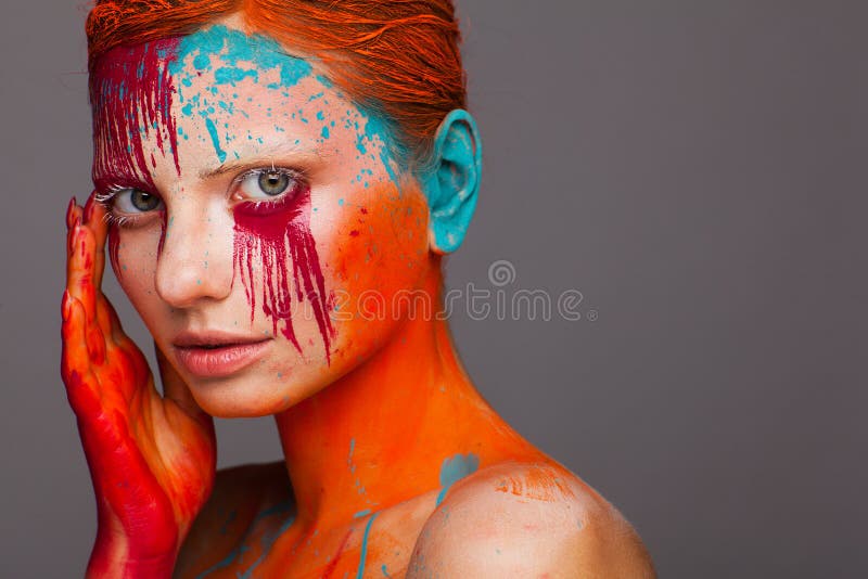 Portrait of a Model in an Expressive Creative Style Using an Unusual ...