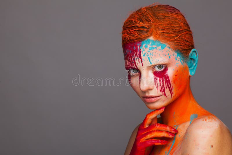 Portrait of a Model in an Expressive Creative Style Using an Unusual ...