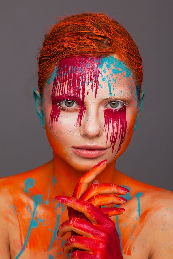 Portrait of a Model in an Expressive Creative Style Using an Unusual ...