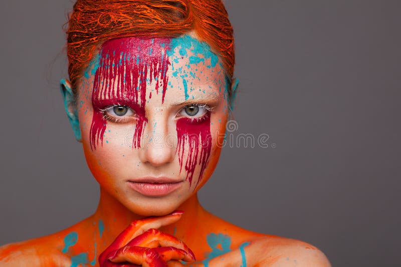 Portrait of a Model in an Expressive Creative Style Using an Unusual ...
