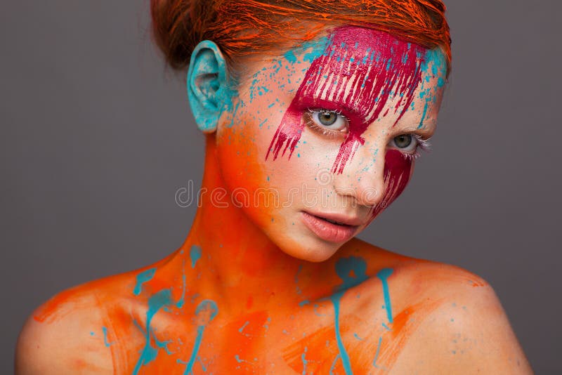 Portrait of a Model in an Expressive Creative Style Using an Unusual ...