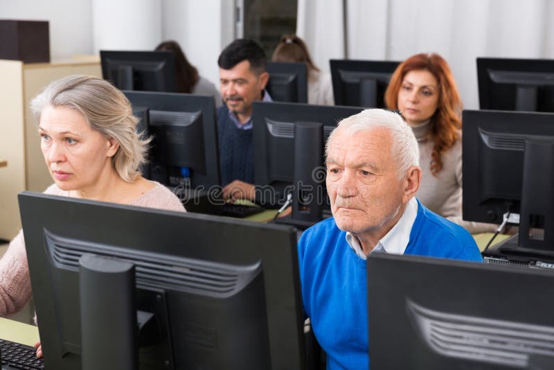 Elderly People Attending Pc Class Stock Photo - Image of faculty ...
