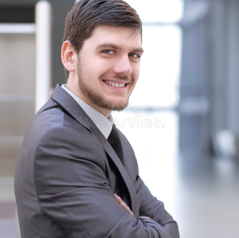 Modern Successful Businessman on Background of Office Stock Photo ...