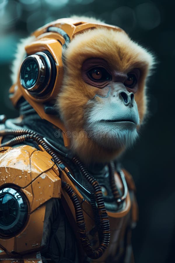 Portrait of a Monkey in an Astronaut Suit with a Gas Mask. Stock ...