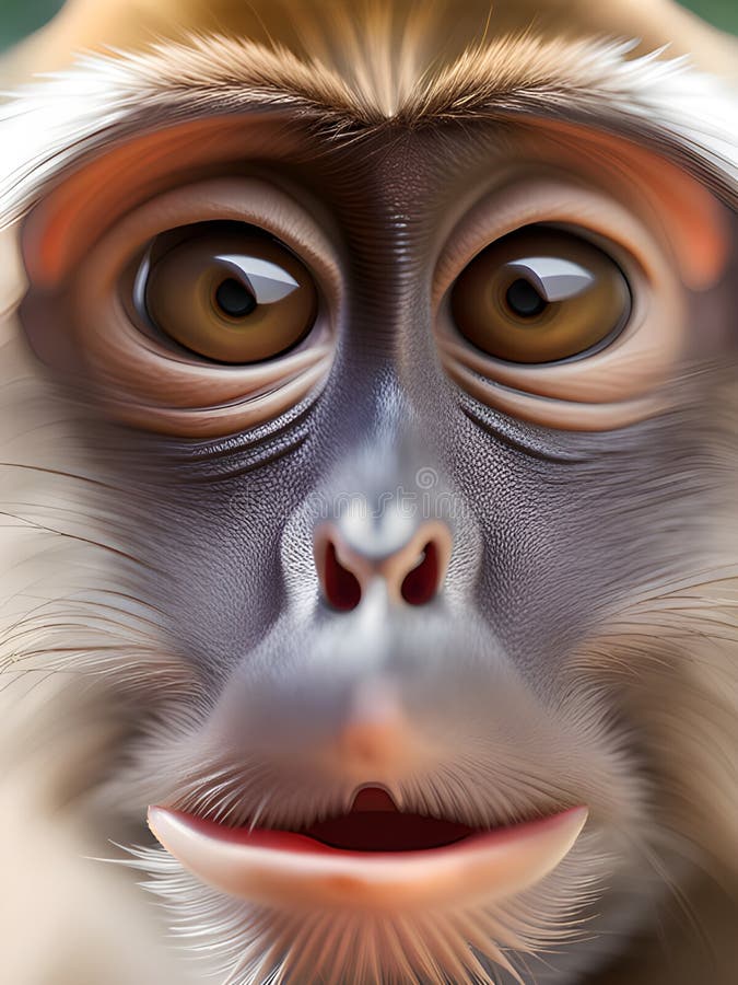 Portrait of Monkey with a Beautiful Eyes Stock Illustration ...