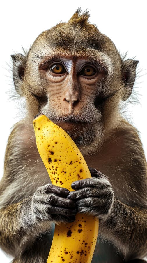Portrait of a Monkey Hold a Banana , Generate Ai Stock Photo - Image of ...