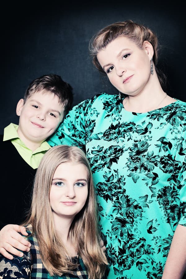 Portrait of Mother and Children. Real People Stock Image - Image of ...