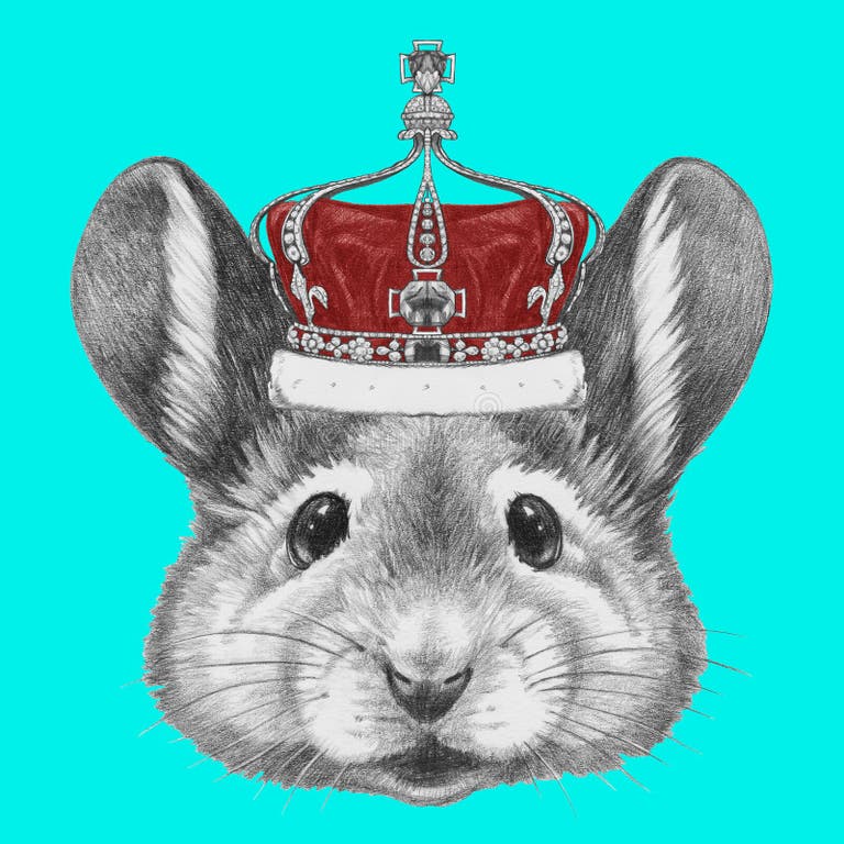 Portrait of Mouse with Crown. Stock Illustration - Illustration of king ...