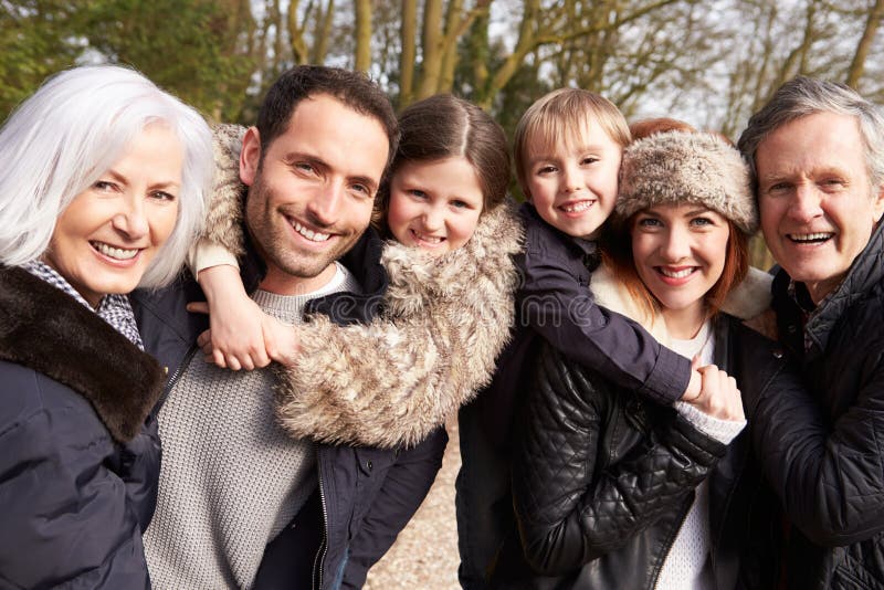 Portrait of Multi Generation Family on Countryside Walk Stock Image ...