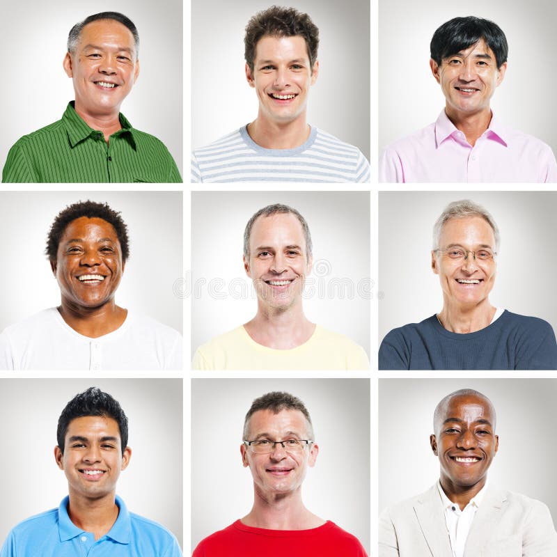 Portrait of Multiethnics People in a Row Stock Image - Image of group ...