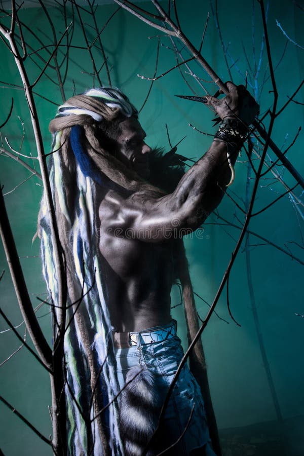 Portrait Muscular Werewolf with Dreadlocks with Long Nails among Stock ...