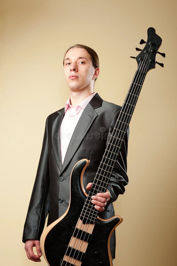 Portrait of Musician with Bass Guitar Stock Image - Image of life, boys ...