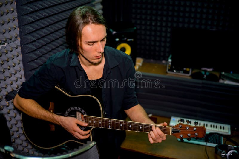 Musician in a Recording Studio Stock Photo - Image of audio, board ...