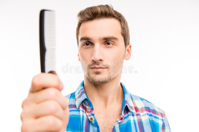 Portrait of a N Interested Handsome Man on the White Background Stock ...