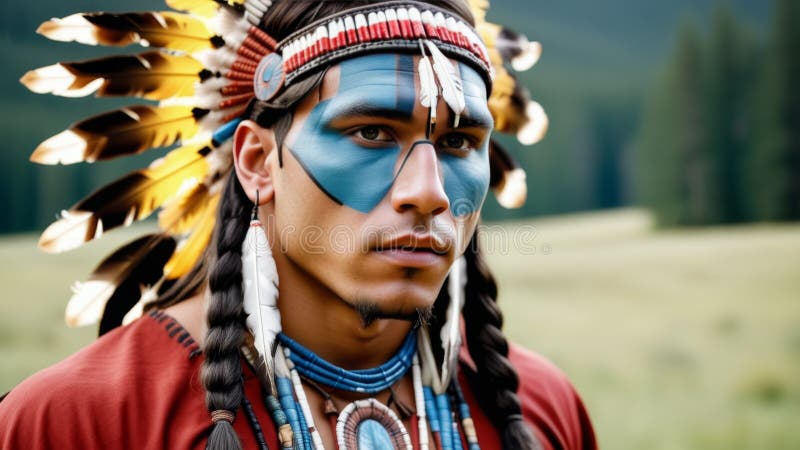 Portrait of Native Americans, Red Indians in a Field Stock Image ...
