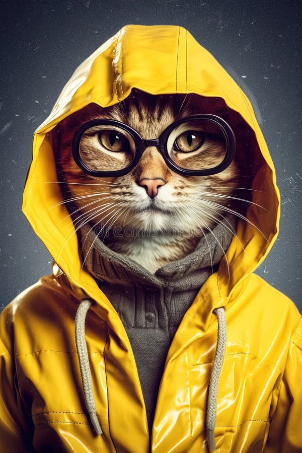 Portrait of nerd cat stock illustration. Illustration of closeup ...