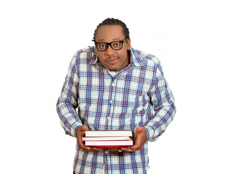 Portrait of a Nerdy Funny Looking Guy with Books Stock Photo - Image of ...