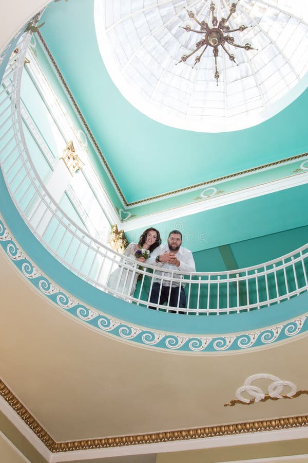 Portrait Newlyweds Bottom View Stock Image - Image of dress, inside ...