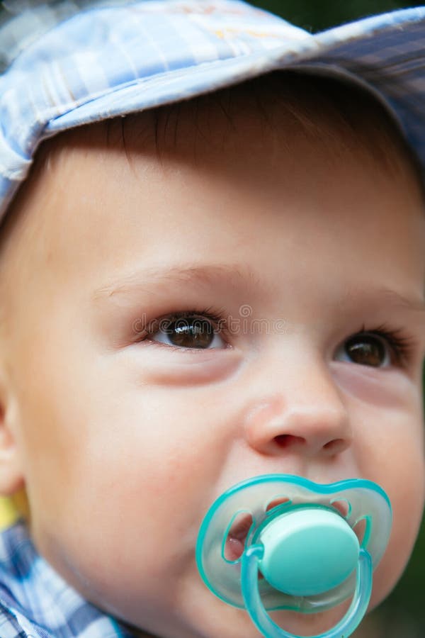 Portrait of a Nice Baby with Pacifier Stock Photo - Image of beautiful ...