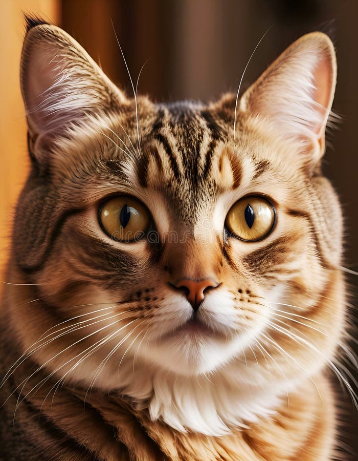 Portrait of a Nice Cat. a Cute Brown Cat in a State of Astonishment with a Fixed Gaze Stock ...