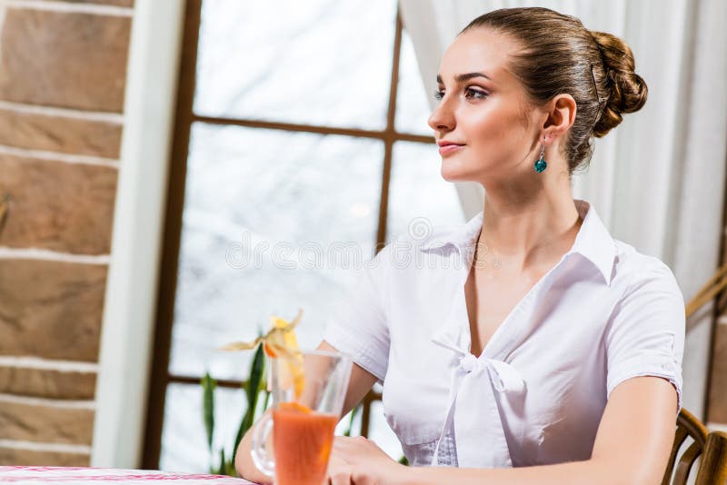 Portrait of a Nice Lady in a Restaurant Stock Photo - Image of adult ...