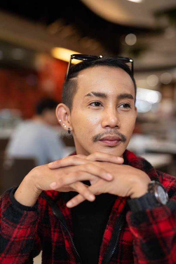 Portrait of Nonbinary Genderfluid Young Asian Gay Man Face Stock Image ...