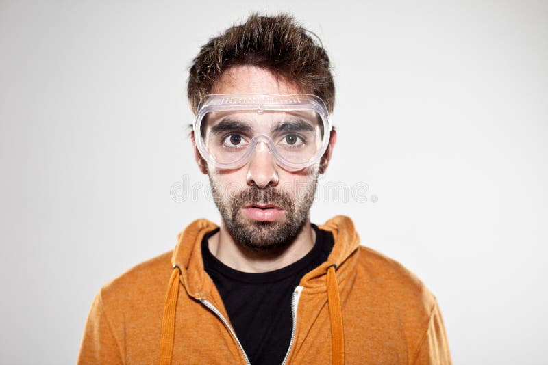 Portrait of a Normal Boy with Chemical Goggles Stock Photo - Image of ...