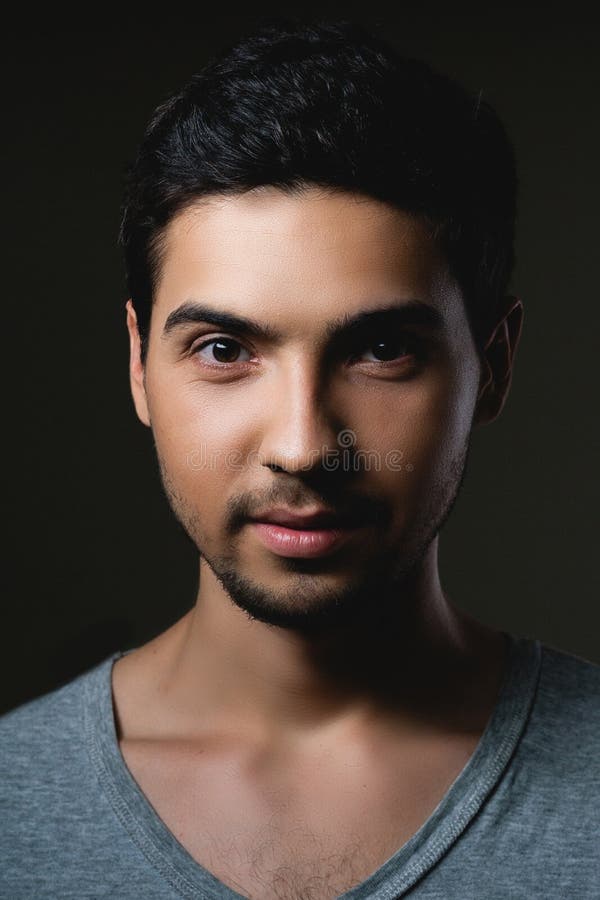 Portrait of a Normal Boy Over Grey Background . Attractive Young Man ...