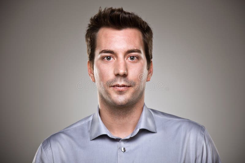 Portrait of a Normal Man Over Grey Background Stock Photo - Image of ...