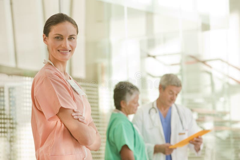 Group of Nurses Chatting in Modern Hospital Canteen Stock Image - Image ...