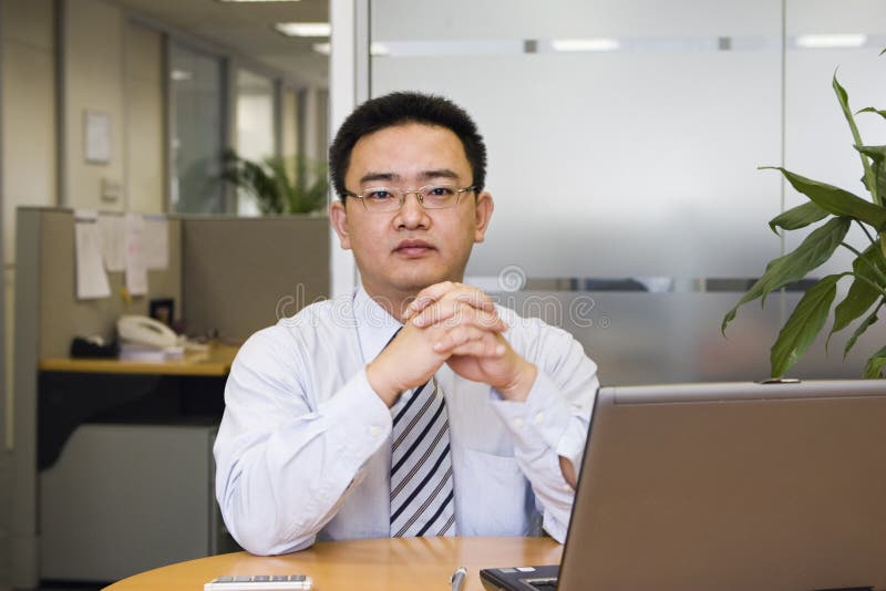 Smiling office worker stock image. Image of desk, appointment - 16340045