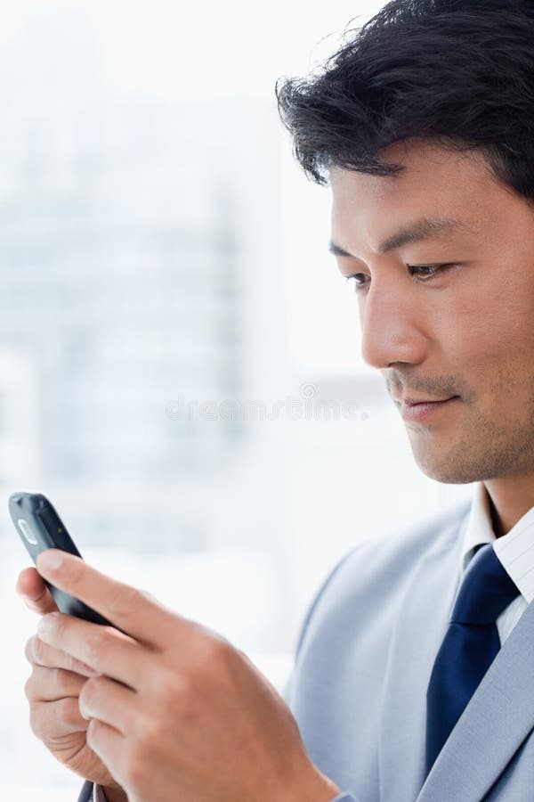 Portrait of an Office Worker Using His Mobile Phone Stock Photo - Image ...