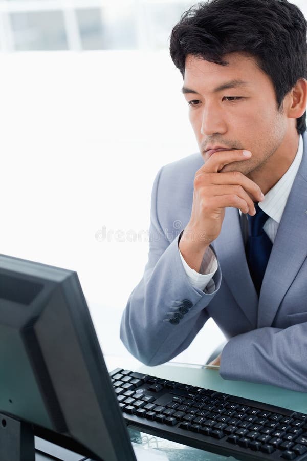 Portrait of an Office Worker Using a Monitor Stock Image - Image of ...