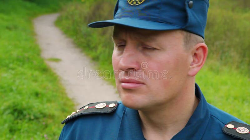 Portrait of Officer of Rescue Service Standing in Stock Video - Video ...