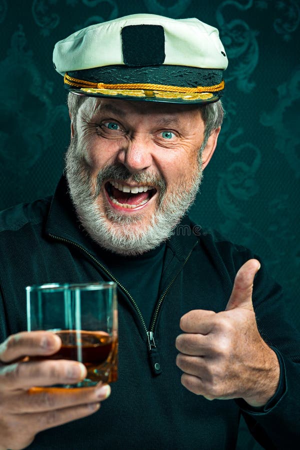 Portrait of Old Captain or Sailor Man in Black Sweater Stock Image ...
