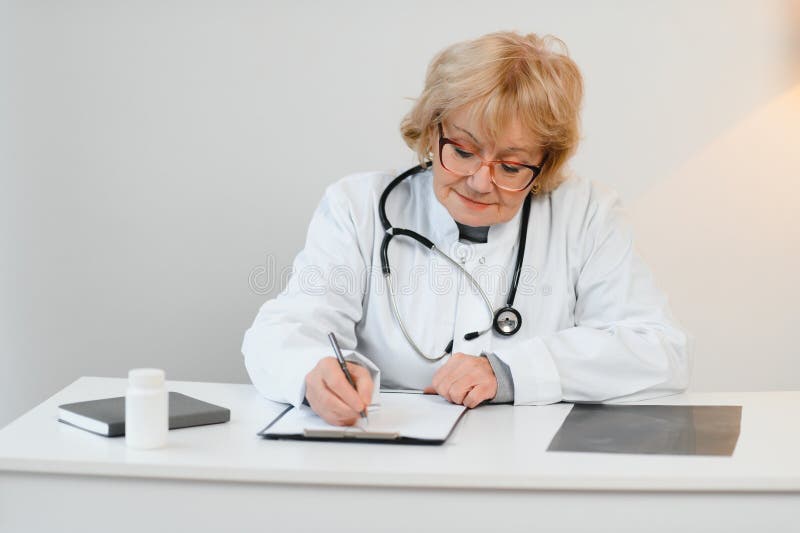 Portrait of Old Female Doctor Stock Image - Image of medicine ...