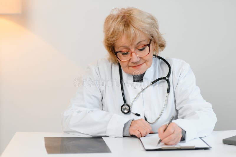 Portrait of Old Female Doctor Stock Image - Image of laughing ...