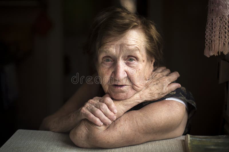 Portrait of an Old Lady, in a House Stock Image - Image of carefree ...