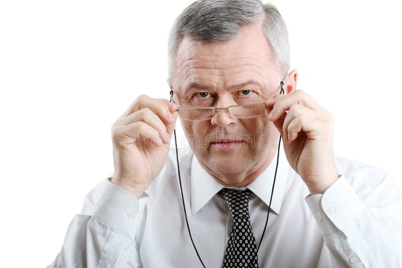 Portrait of Old Man with Glasses Stock Image - Image of elder ...