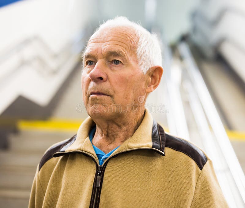 Portrait of Old Man Going To Metro Station Stock Photo - Image of ...