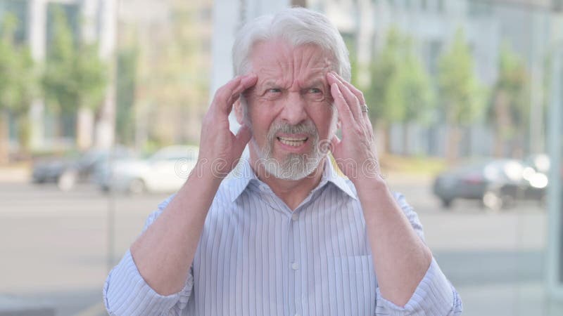 Portrait of Old Man Having Headache Outdoor Stock Photo - Image of ...