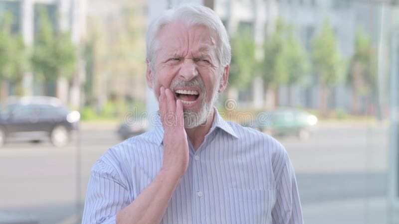 Portrait of Old Man Having Toothache Outdoor Stock Photo - Image of ...