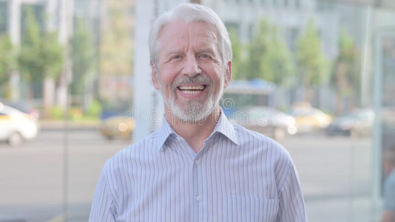 Portrait of Old Man Smiling at Camera Outdoor Stock Image - Image of ...