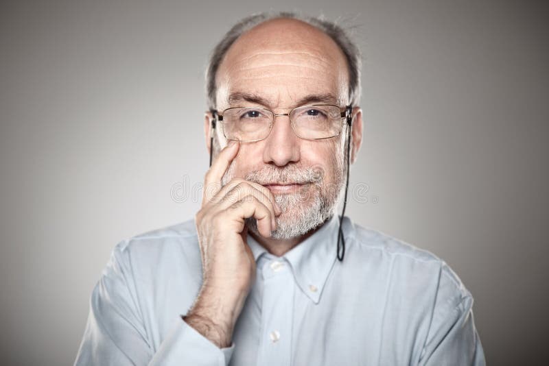 Portrait of Old Man Taking Glasses Stock Image - Image of person, model ...