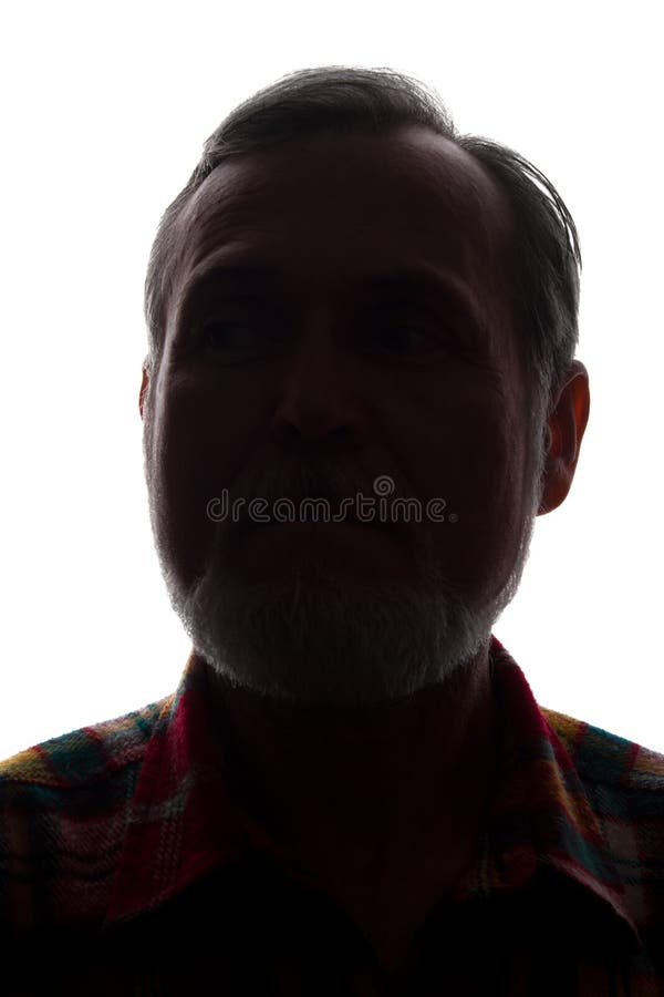 Portrait of a Old Man, Front View - Dark Isolated Silhouette Stock ...