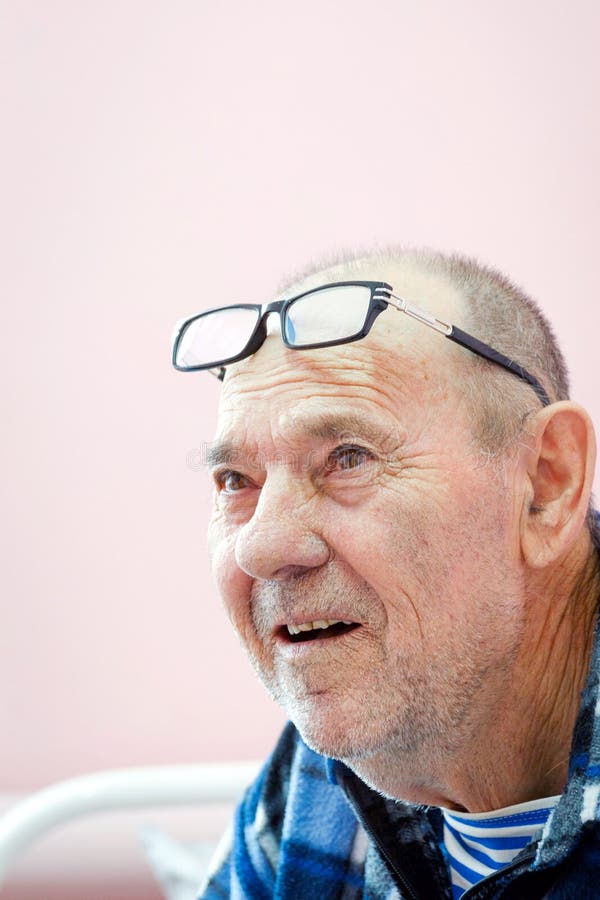 Portrait of an Old Tired Man with a Smile Stock Photo - Image of ...