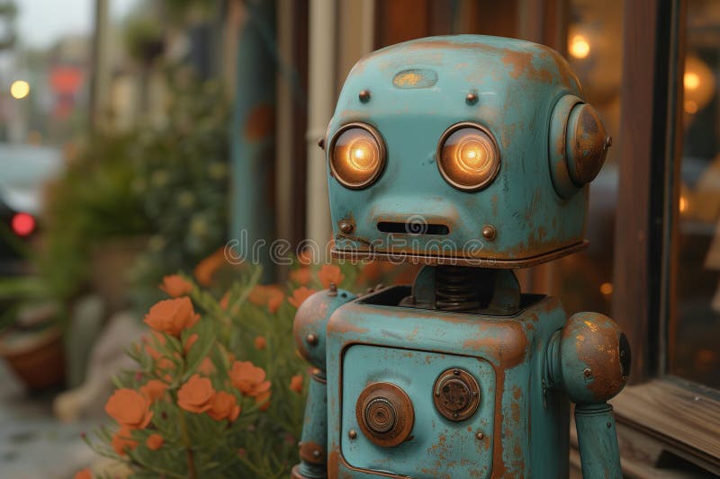 Portrait of an Old Vintage Retro Robot Stock Illustration ...