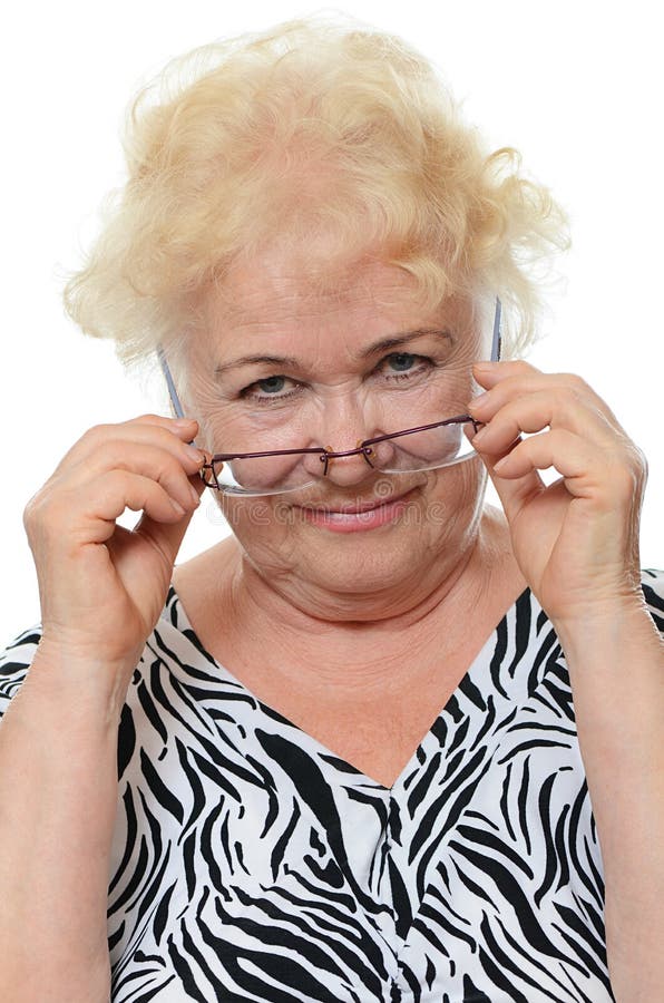 Portrait of Old Woman Isolated on White Background Stock Photo - Image ...